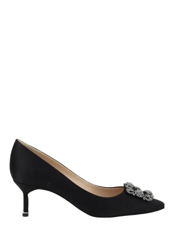 Manolo Blahnik Hangisi Embellished Satin Pumps - Black