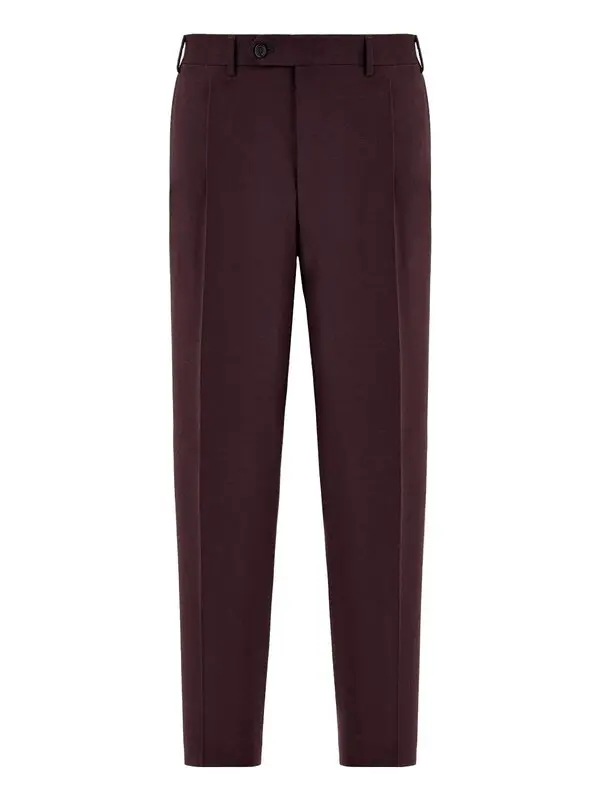 Canali Dark Brown Wool Flannel Regular-fit Pants - Red