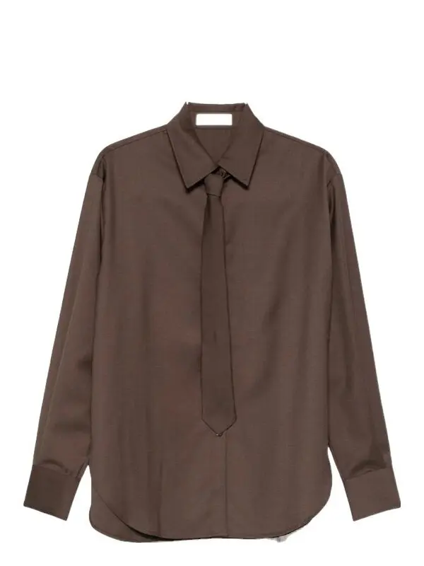 THE FRANKIE SHOP Peri Sheer Shirt - Brown