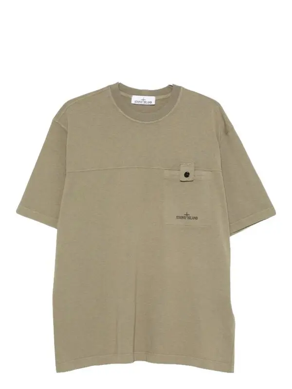 Stone Island Logo-print Chest-pocket T-shirt - Green