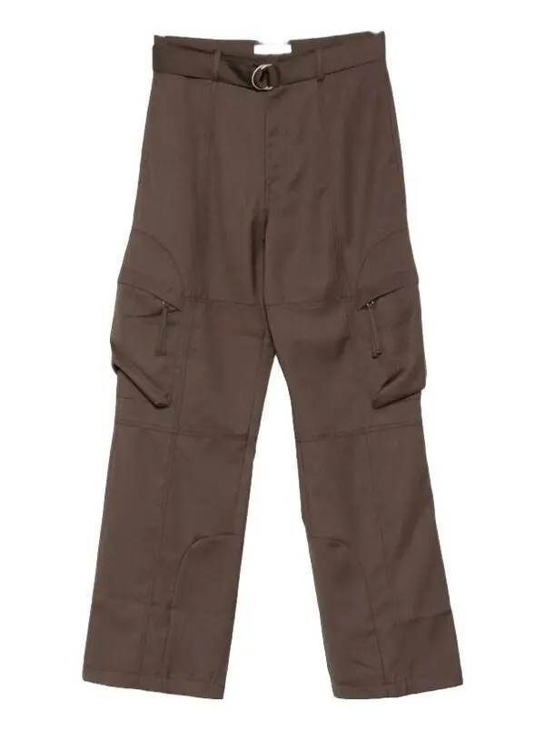 THE FRANKIE SHOP Cargo Trousers With Silver Buckle Belt - Brown