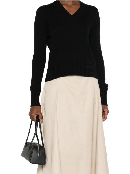 ARAGONA V-neck Ribbed-trim Sweater - Black