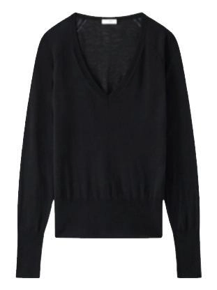 JOSEPH Cetus V-neck Top - Black