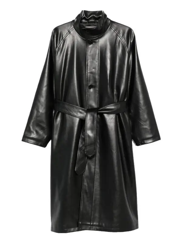 THE FRANKIE SHOP Long-sleeved Leather Coat - Black