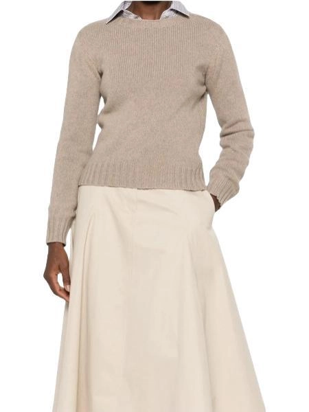 ARAGONA Long-sleeve Ribbed-knit Sweater - Beige