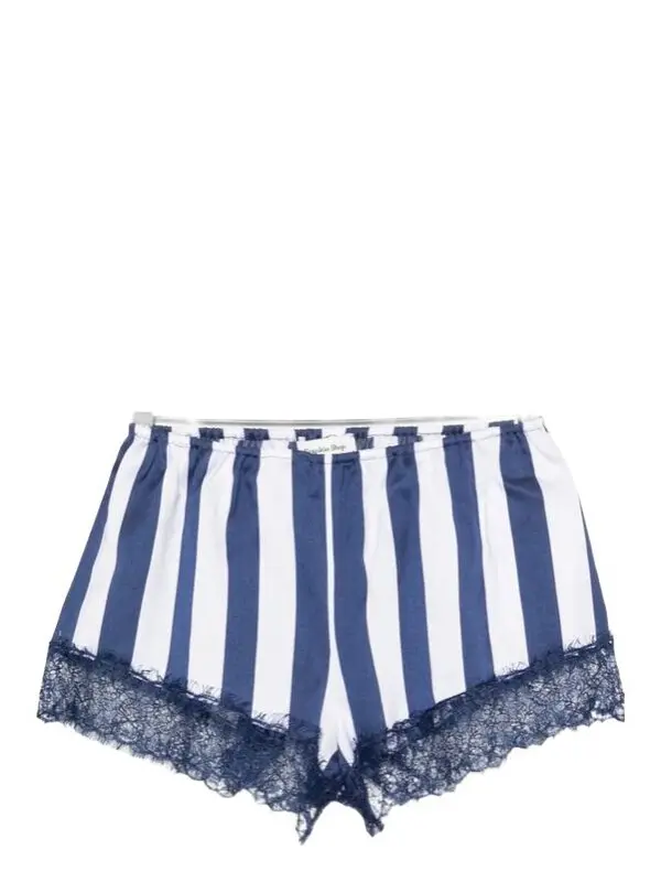 THE FRANKIE SHOP Striped Shorts With Lace Hem - Navwh