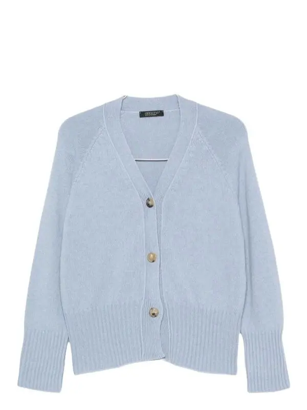 ARAGONA V-neck Ribbed-knit Cardigan - Blue