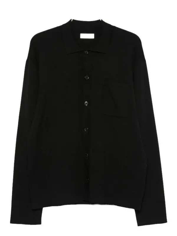 ROBERTO COLLINA Long-sleeved Knitwear With Polo Collar - Black