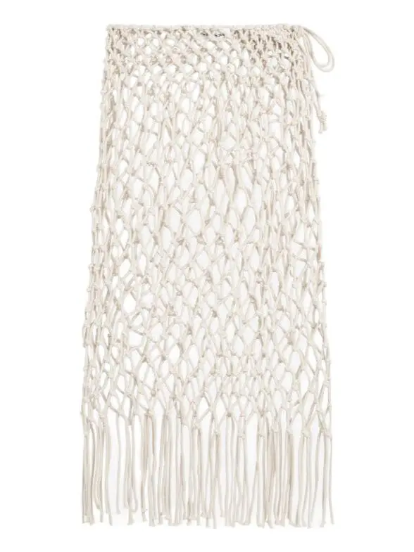 THE FRANKIE SHOP Tropea Macrame Skirt - Ecru
