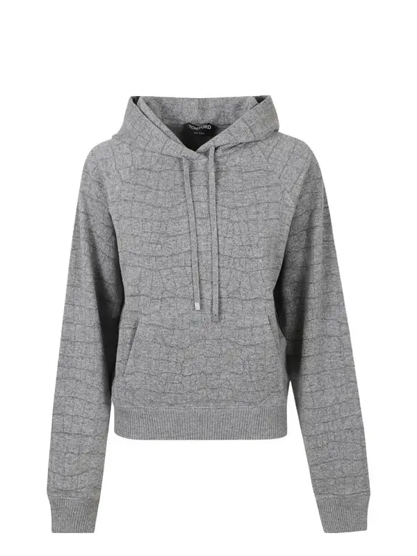 TOM FORD Jacquard Drawstring Hoodie - Grey