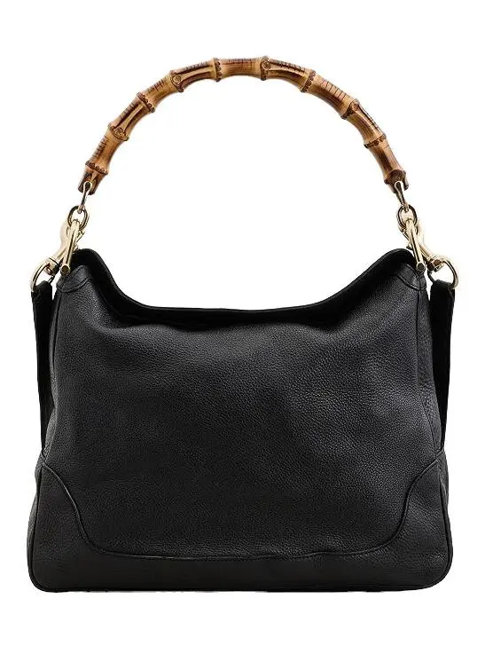 Gucci Leather Diana Bamboo Hobo Bag - Black