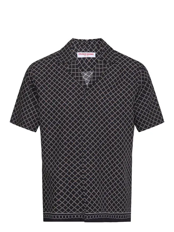 Orlebar Brown Printed Lyocell Shirt In Night Iris - Blue