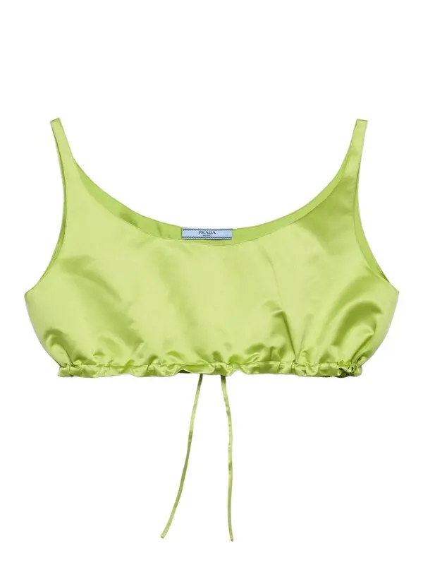 Prada Duchesse Cropped Top With Drawstring Hem - Green
