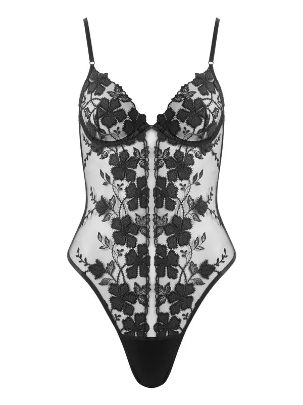 Bluebella Alara Floral Sheer Bodysuit - Black