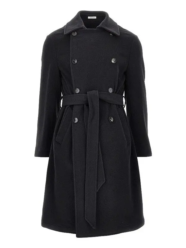 BRERAS Wool Cloth Belted Coat - Blue