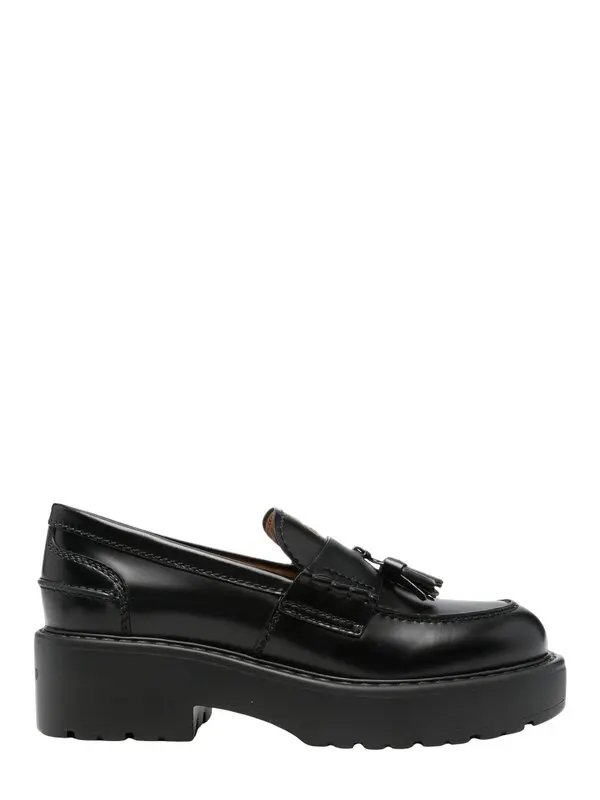 Miu Miu Leather Loafers With Tassel Detail - Black