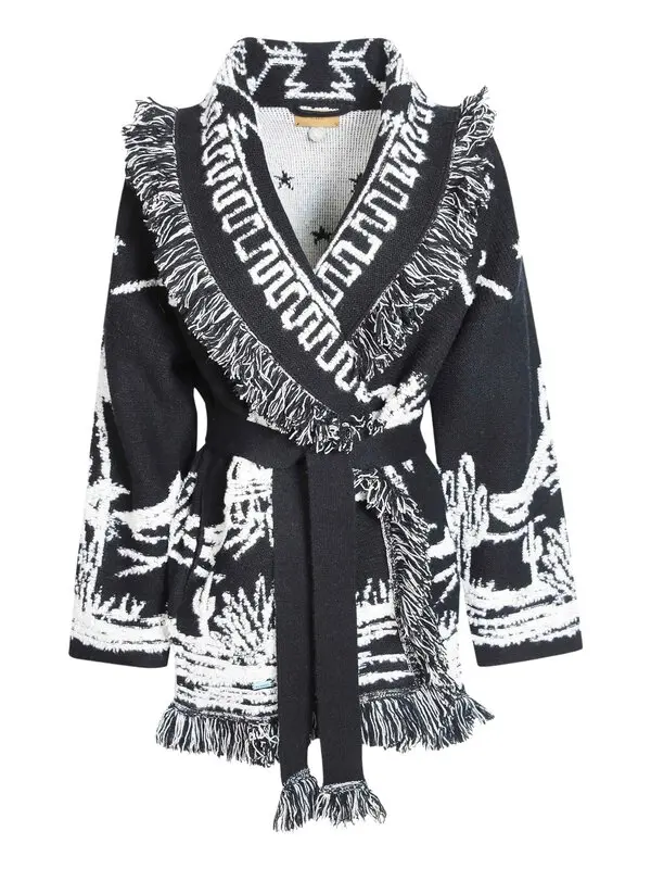 Alanui Canyon Spirit Cardigan With Fringes And Belted Waist - Multi