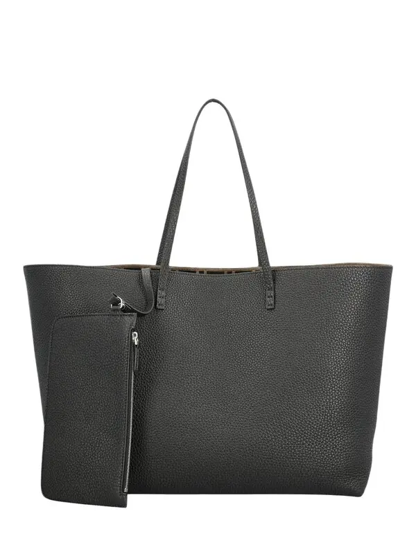 Fendi Roll Medium Leather Tote Bag With Zip Pouch - Black