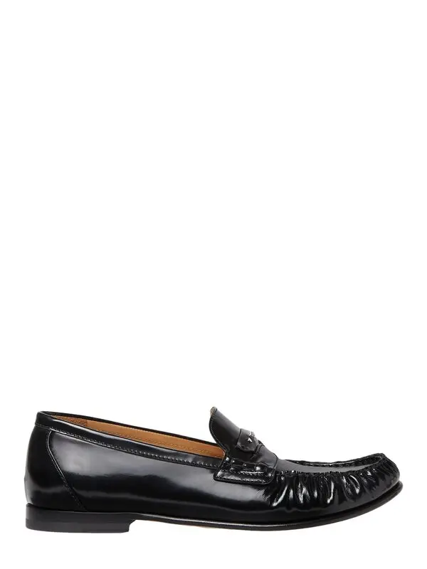 Fendi Leather Loafers With Glossed Sole - Black