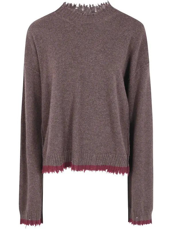 UMA WANG Long Sleeve Crew Neck Sweater - Brown