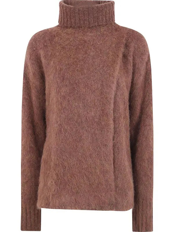 UMA WANG Fluffy Wool Highneck Sweater - Yellow