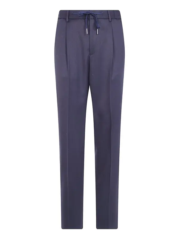Tagliatore Wool Blend Pleated Trousers - Blue