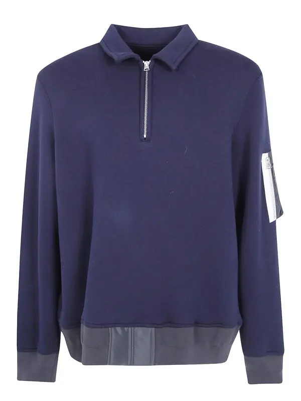 Sacai Polo Shirt Zipper "sponge Sweat - Blue