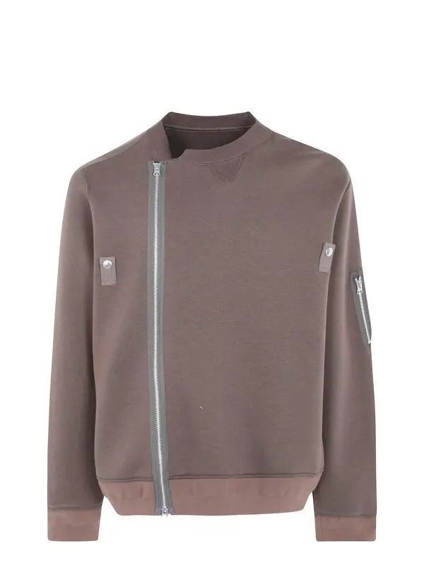 Sacai Zippered Sweatshirt - Brown