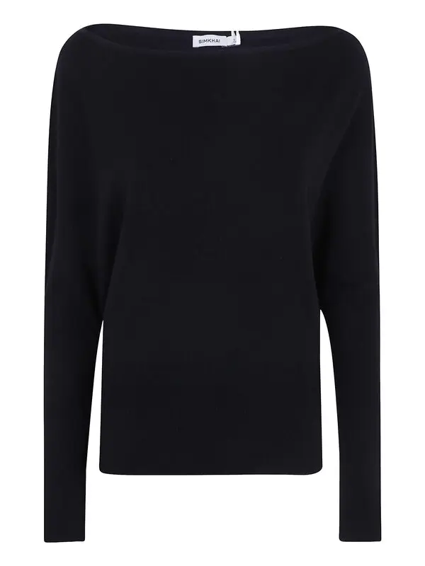 Simkhai Lavina" Draped Off-shoulder Wool Sweater - Black