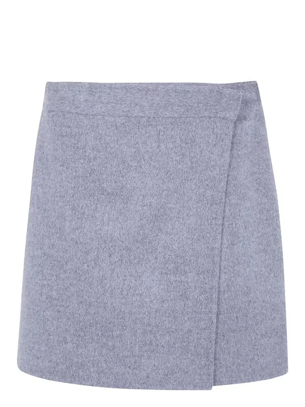 SEMICOUTURE Wool Skirt With Double Layer Detail - Gray