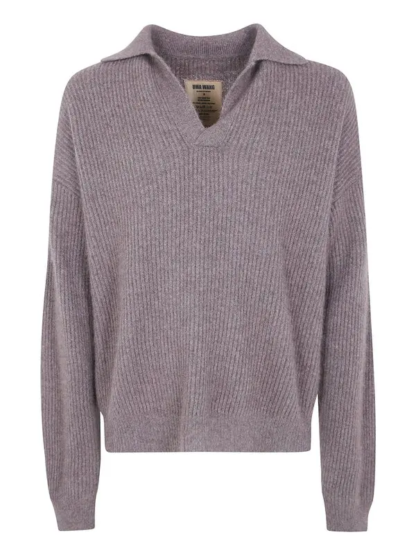 UMA WANG Long Sleeve Racoon Wool Sweater - Brown