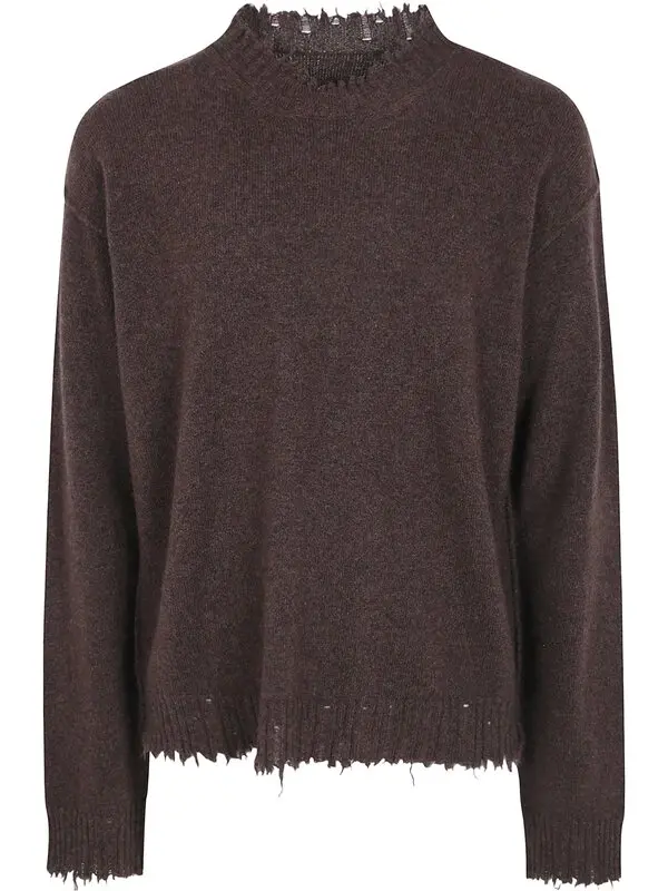 UMA WANG Distressed Cashmere Sweater - Brown