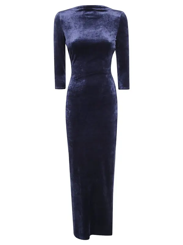 Giorgio Armani Dress Long Sleeve "midi Round Neck Dress - Black