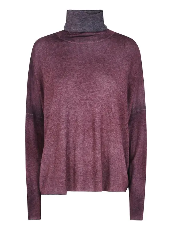 Avant Toi Sweater Hand Painted Ultralight Cashmere Wool High Neck Pull - Red