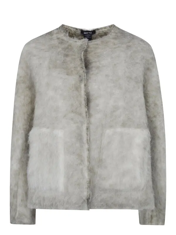 Avant Toi Jacket Hand Painted Alpaca Round Neck - Green