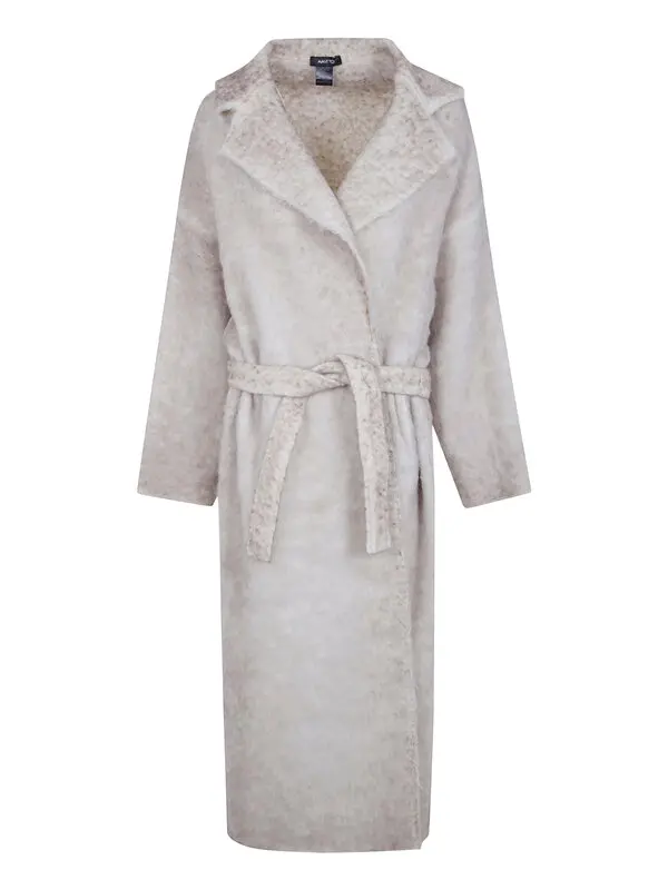 Avant Toi Coat Hand Painted Alpaca "over Coat With Belt - Gray
