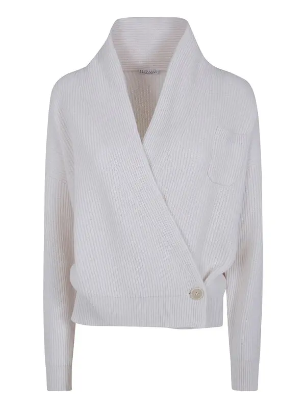 Brunello Cucinelli Cashmere Wrap Sweater - White