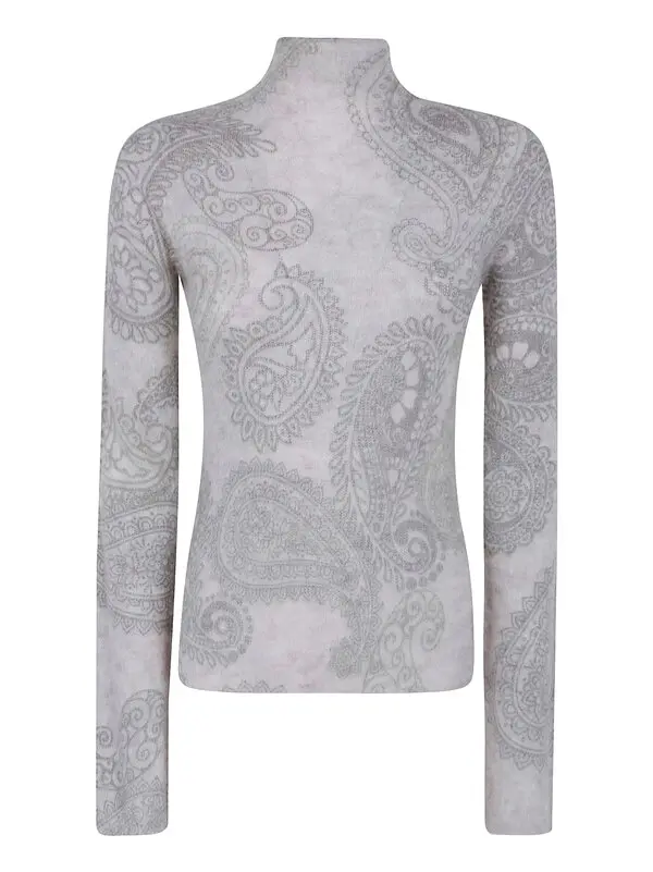Emporio Armani Paisley Long Sleeve Sweater - Green