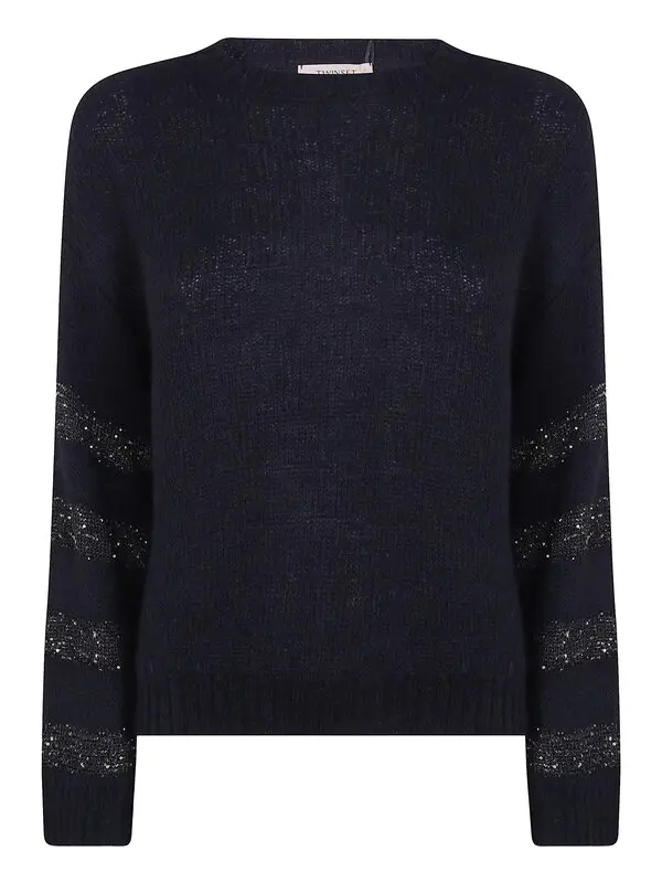 TWINSET Sweater With Gold Stripes - Black