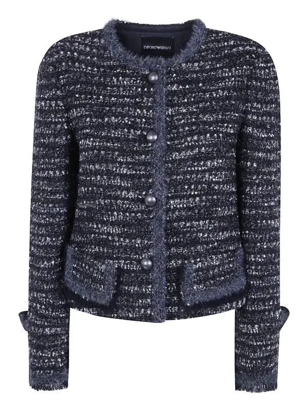 Emporio Armani Textured Boucle Jacket - Gray