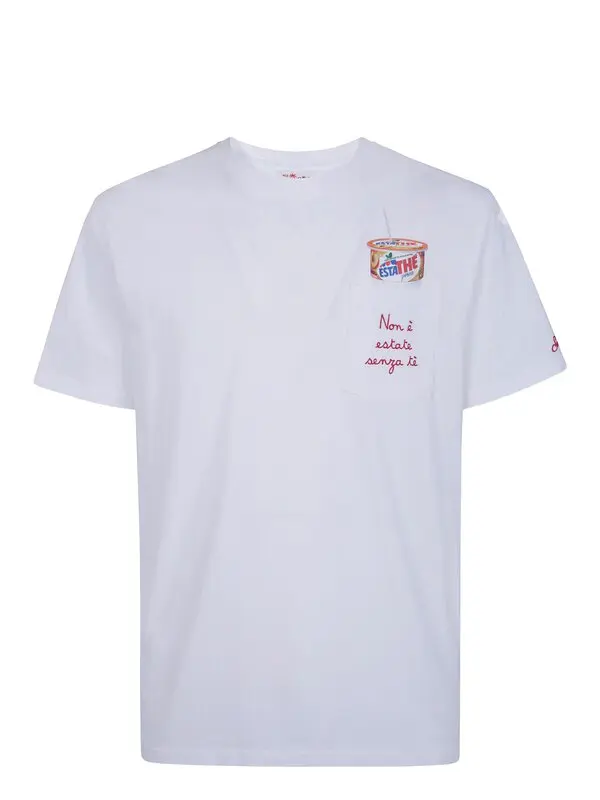 MC2 SAINT BARTH T-shirt Pocket "estathè No Pea - White