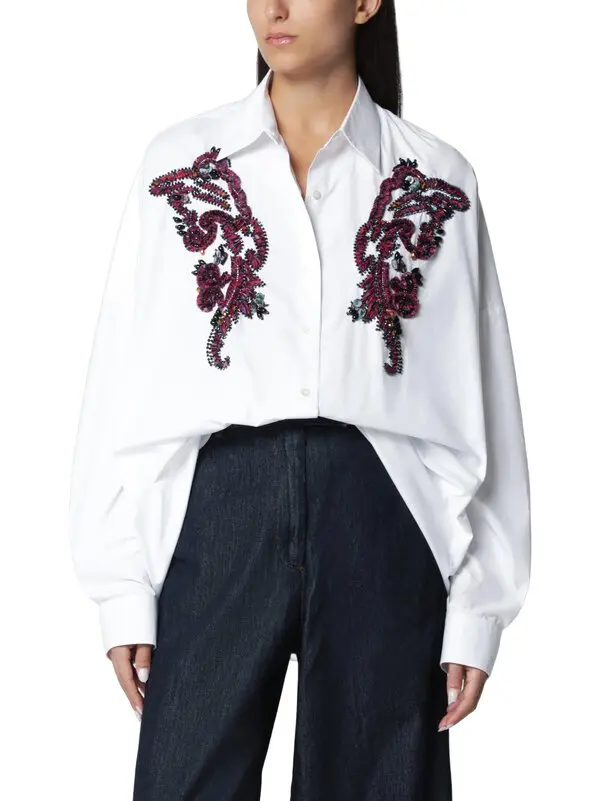 Dries Van Noten Embroidered Cotton Shirt - White