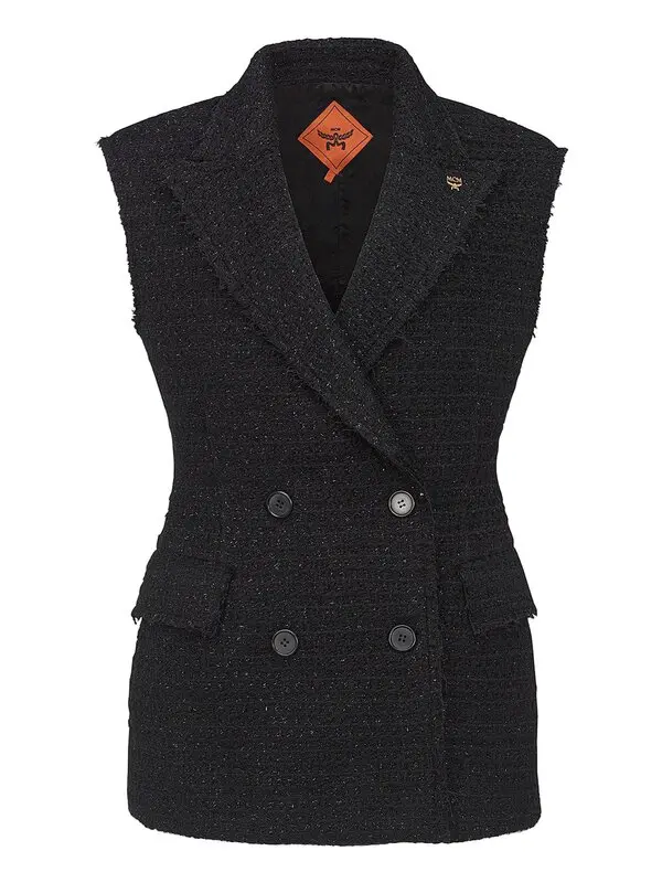 Mcm Double-breasted Tweed Gilet - Black