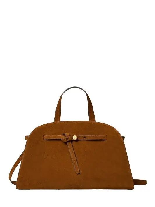 Tory Burch Romy Suede Leather Bauletto - Caramel