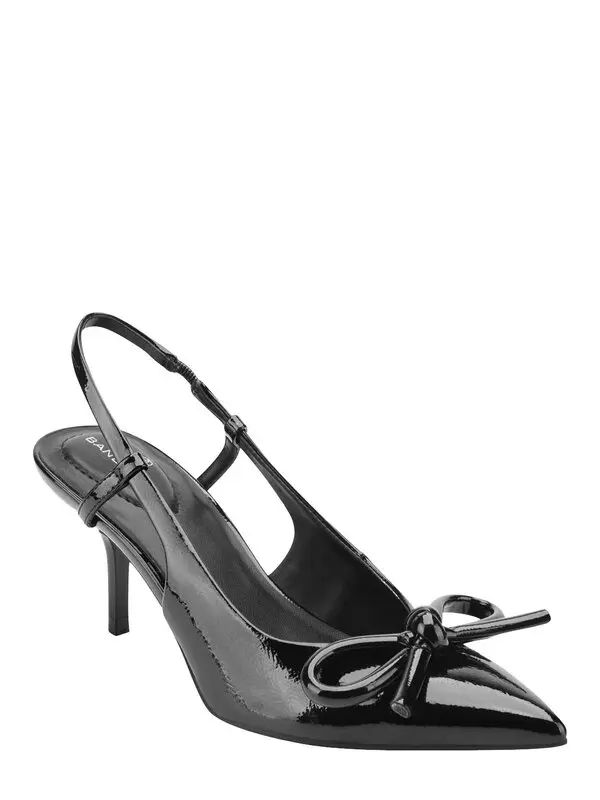 Bandolino Margla Faux Leather Stiletto Slingback Pumps With Bow Detailing - Black