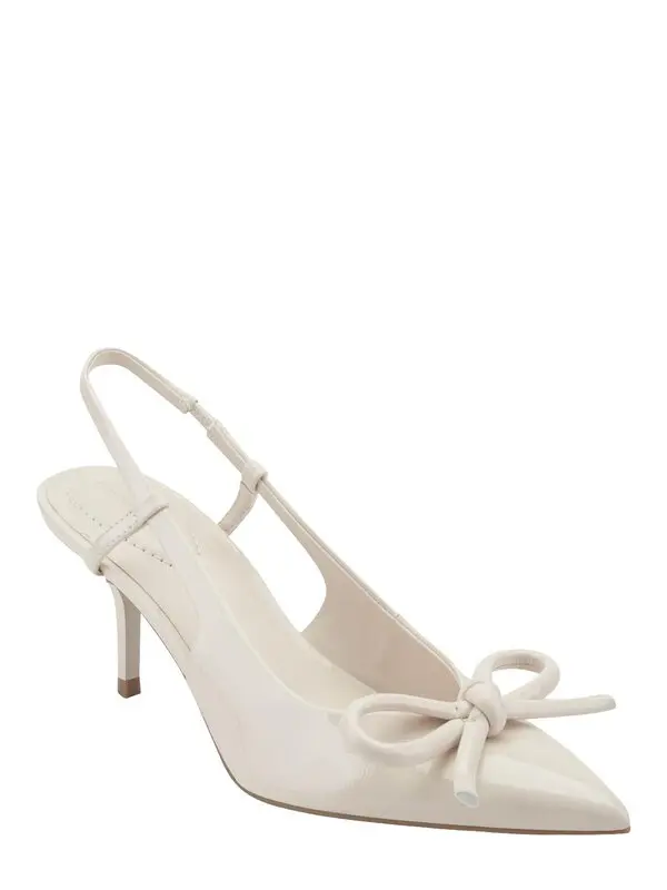 Bandolino Margla Faux Leather Stiletto Slingback Pumps With Bow Detailing - Ivory