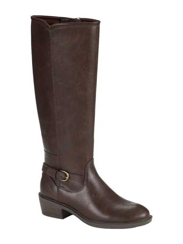 BARETRAPS Natara Faux Leather Riding Boots - Dark Brown
