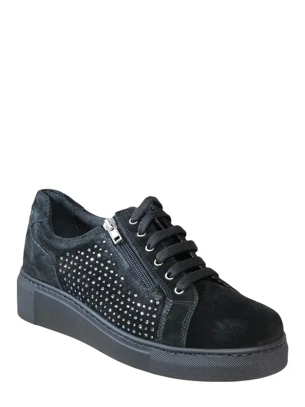 DAVID TATE Studded Suede Platform Sneakers - Black Suede