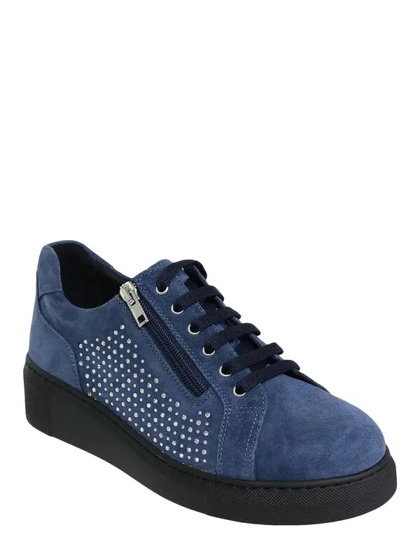 DAVID TATE Studded Suede Platform Sneakers - Denim Suede