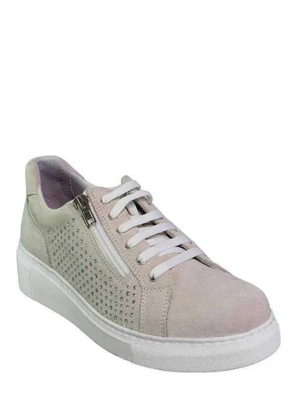 DAVID TATE Studded Suede Platform Sneakers - Stone Suede
